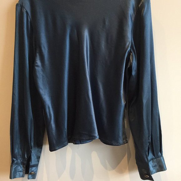 Mirrors | Tops | Steel Blue Satin Blouse | Poshmark